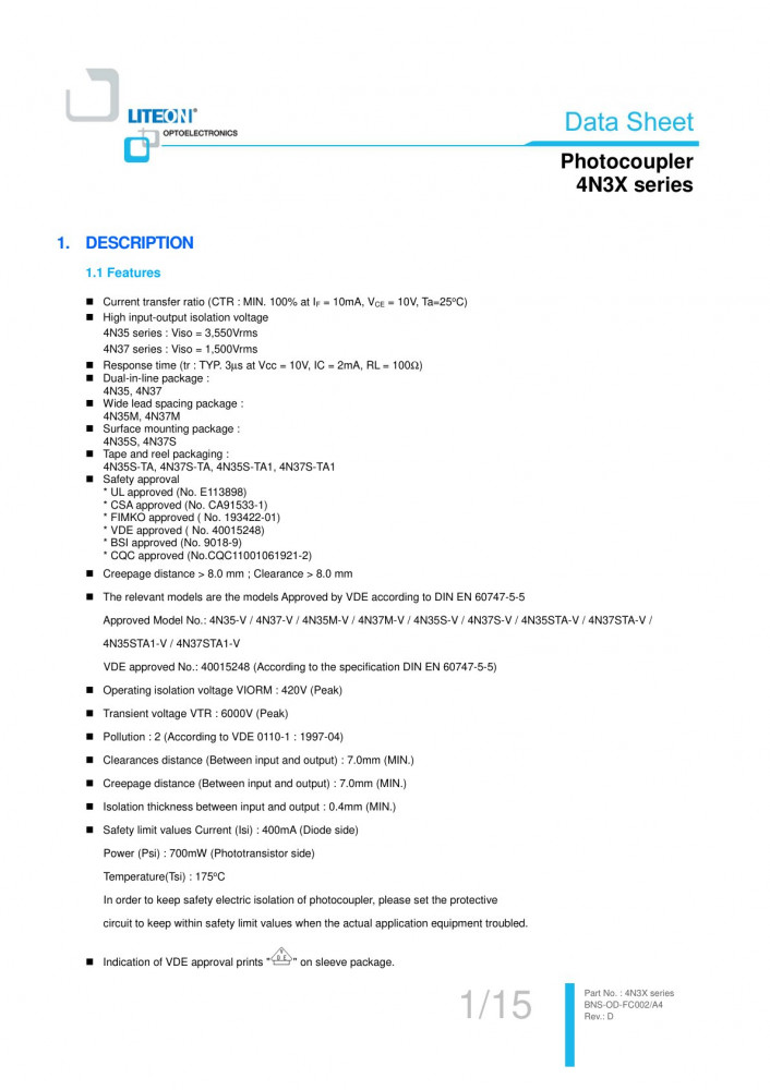 4N37S datasheet page 2