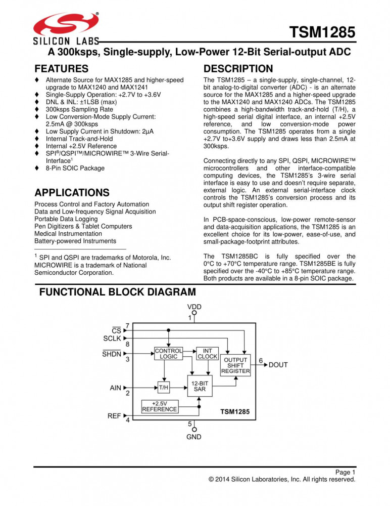 TSM1285 datasheet page 1