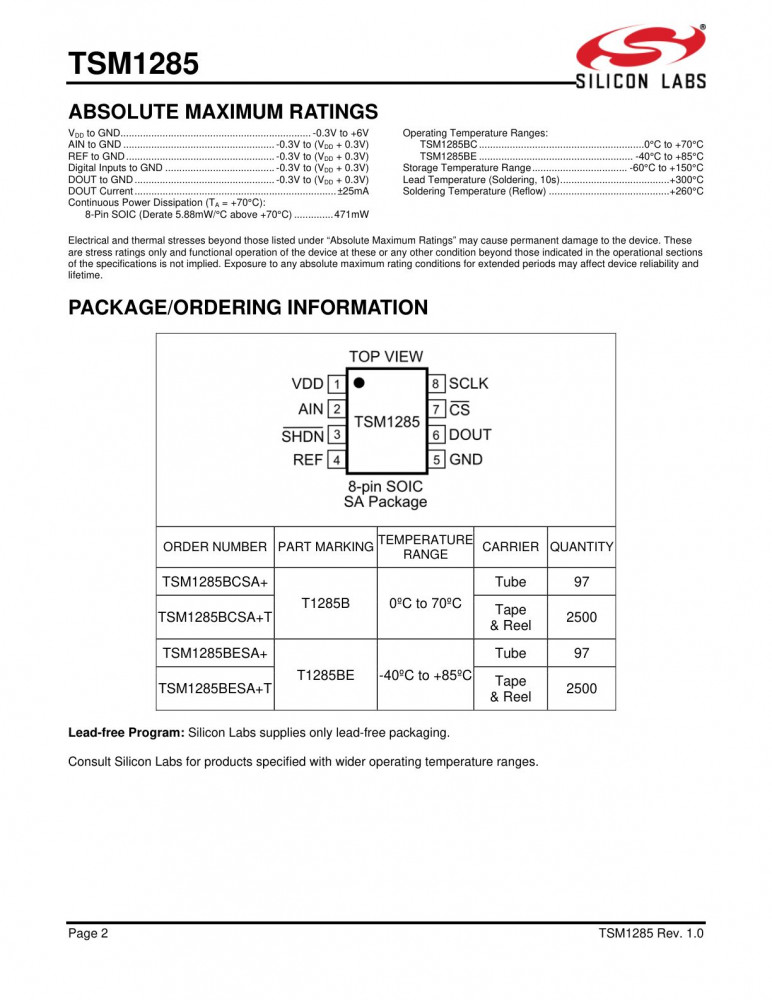 TSM1285 datasheet page 2