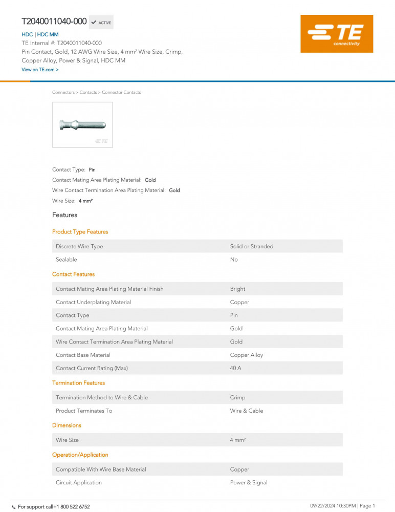 T2040011040-000 technical document page 1