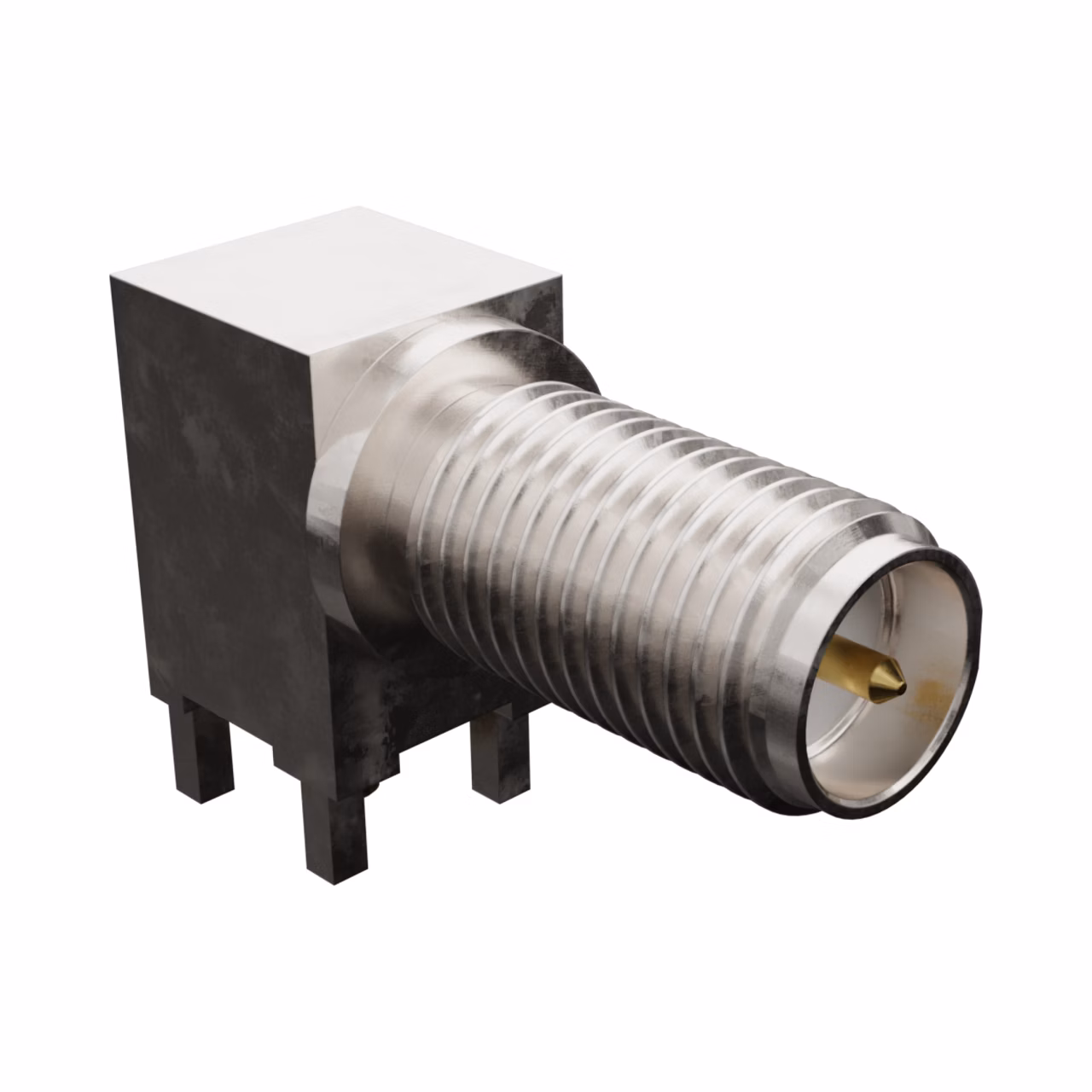 SMA Jack, Reverse Polarity, Right-Angle, Bulkhead Receptacle, PCB, Through Hole, Brass Body, Nickel (Ni) Plated, Jam Nut and Lockwasher Not Included, 2.79mm Leg Length 50 Ohms for sale