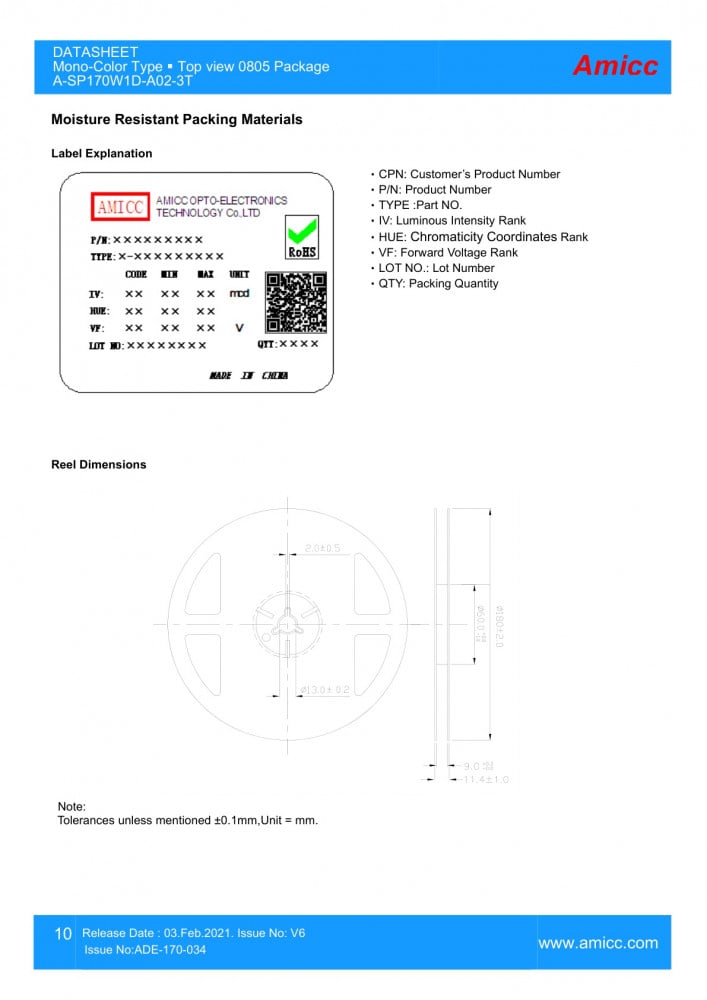 A-SP170W1D-A02-3T datasheet page 10