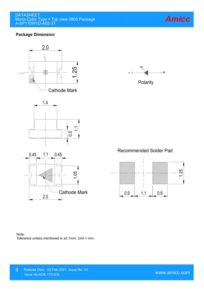 A-SP170W1D-A02-3T datasheet page 9