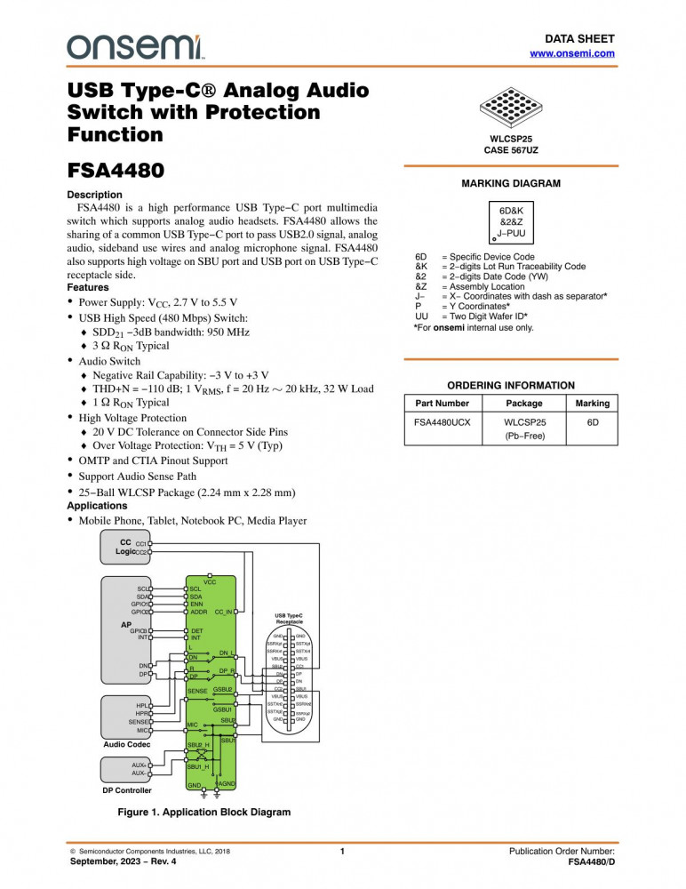FSA4480 datasheet page 1
