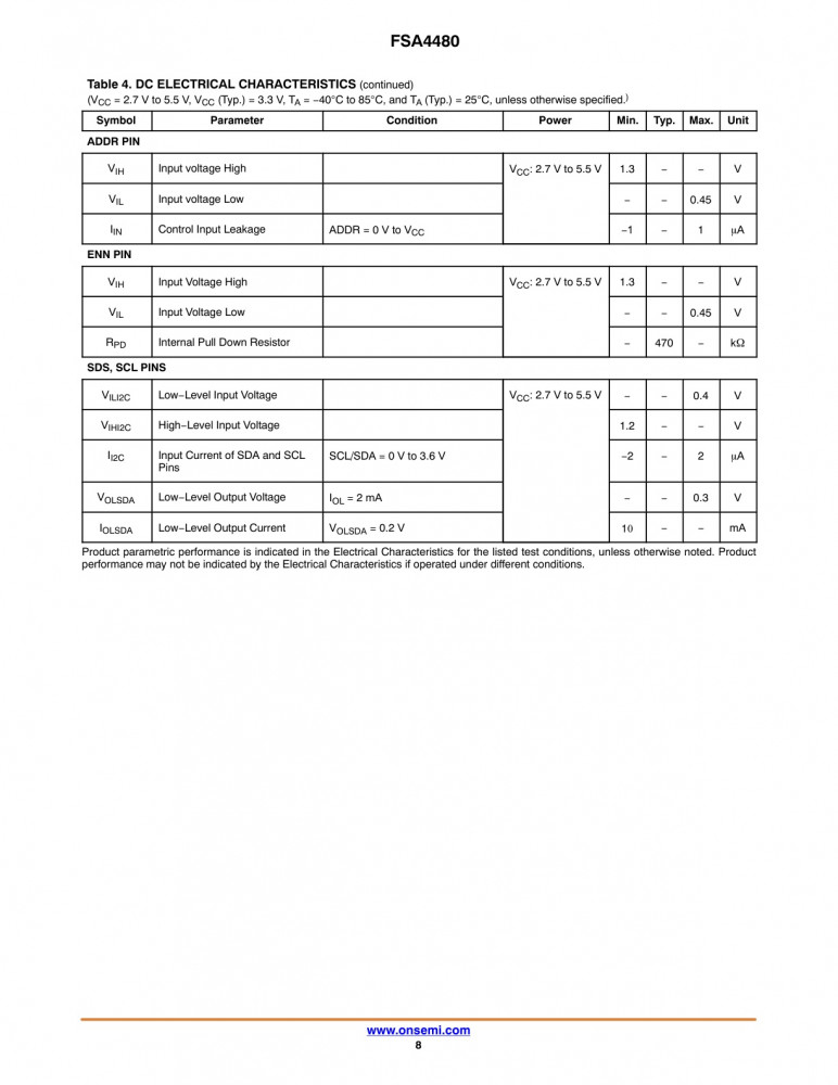 FSA4480 datasheet page 8