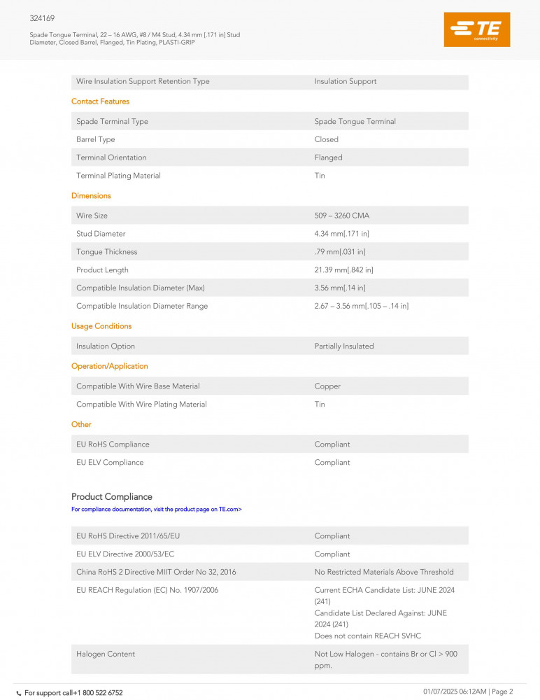 TE Connectivity 324169 document page 2
