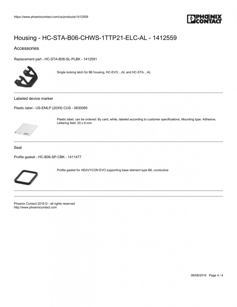 Phoenix Contact 1412559 accessories and approvals