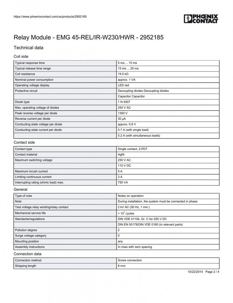 Phoenix Contact 2952185 technical document page 2