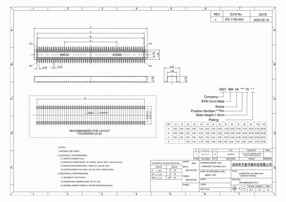 5001-BF0424-40-00 technical document page 1