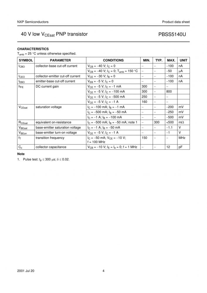 PBSS5140U datasheet page 5