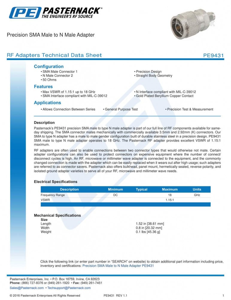 PE9431 technical document page 1