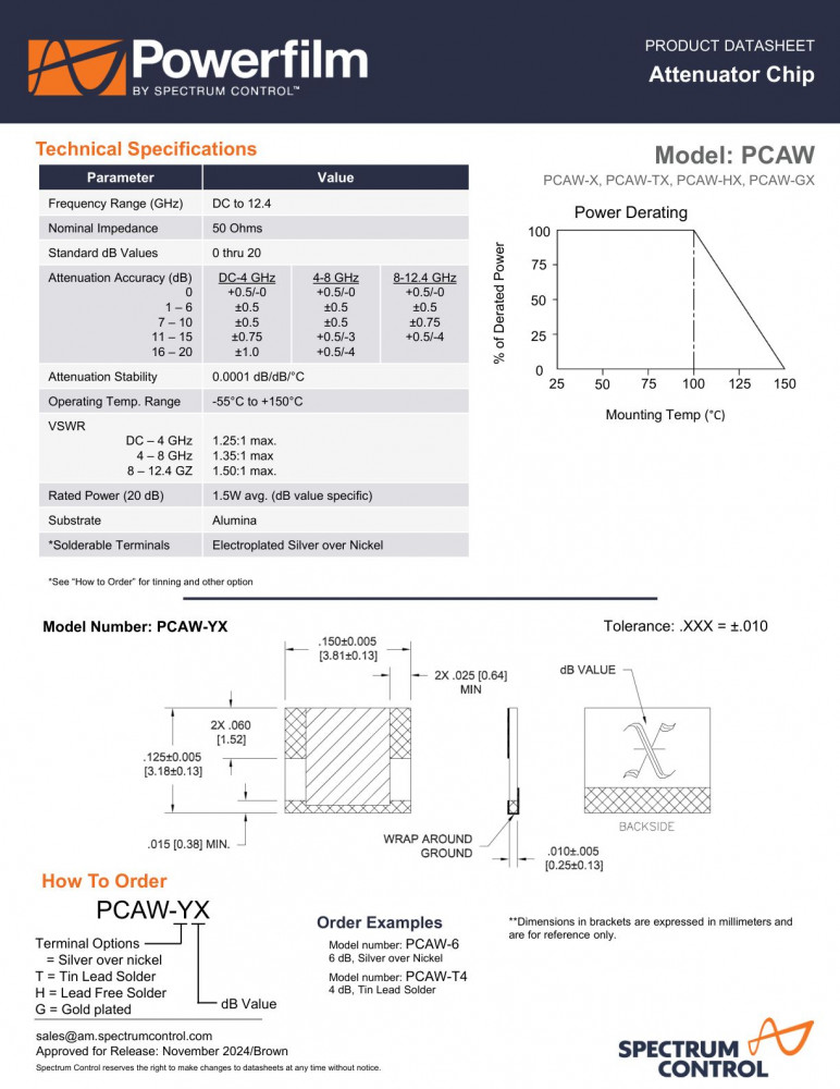 PCAW attenuator technical document page