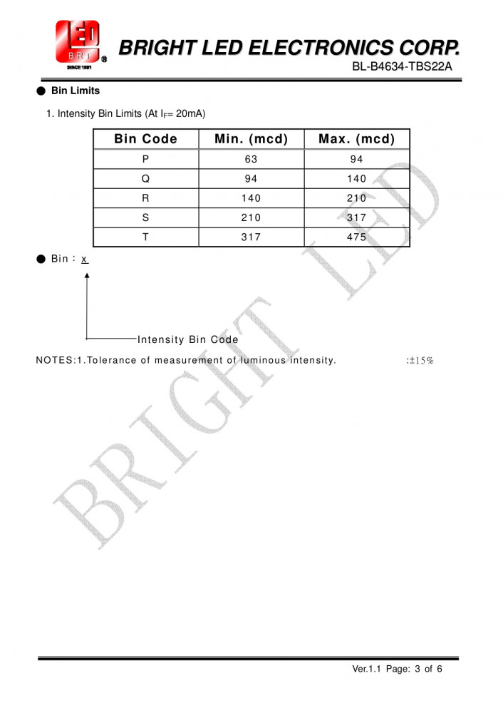 BL-B4634-TBS22A datasheet page 3