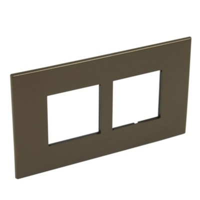 Arteor - Italian / US standard square plate 4 modules - Glossy stainless steel reflective finish - Snap-on mounting, 157x92x8mm