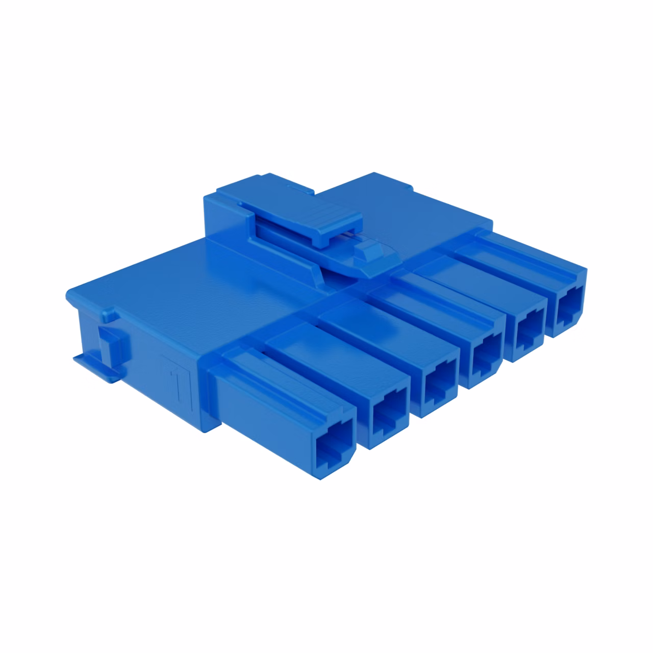 Mega-Fit ColorLock Tangless TPA-Capable Receptacle Housing, Single Row, 6 Circuit, UL 94V-0, Glow-Wire Capable, Blue for sale