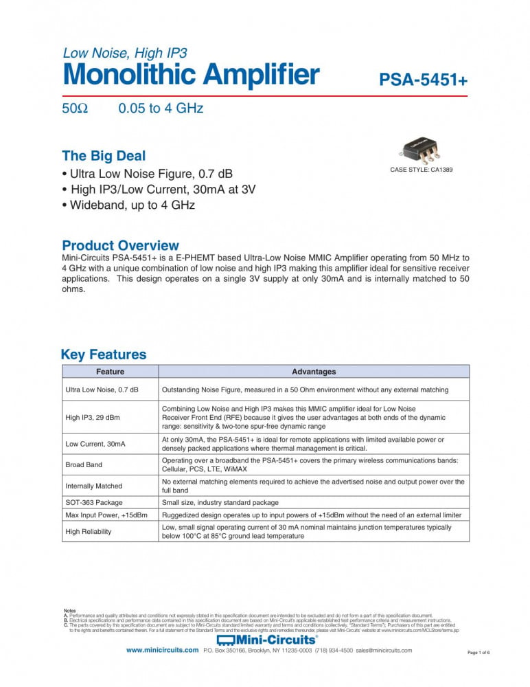 PSA-5451+ datasheet page 1