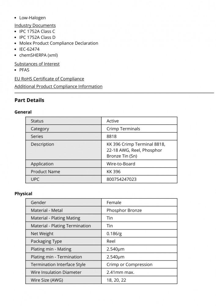 KK 396 product specification page 2