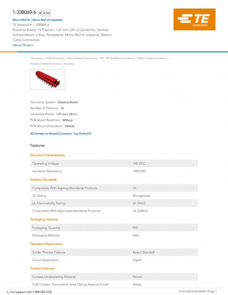 TE Connectivity 1-338069-6 document page 1