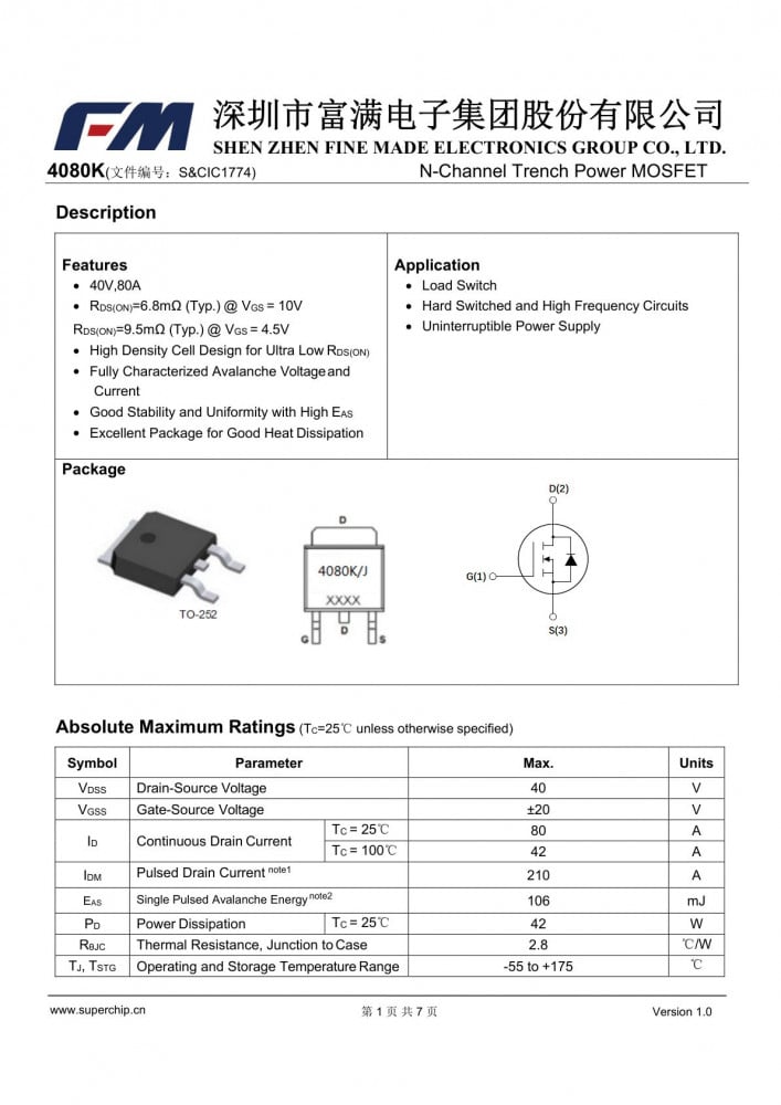 FM 4080K datasheet page 1