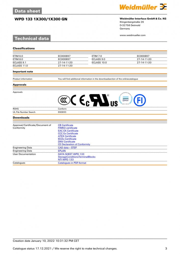 WPD 133 product documentation page 3