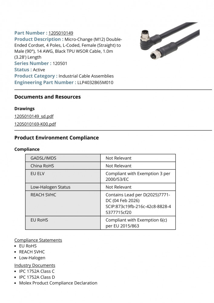 MOLEX packaging drawing page 1