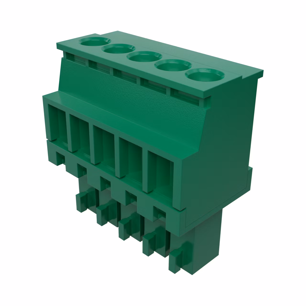 3.50mm Pitch Eurostyle Vertical Plug, Front Wire Entry, Green Housing, 5  Circuits for sale