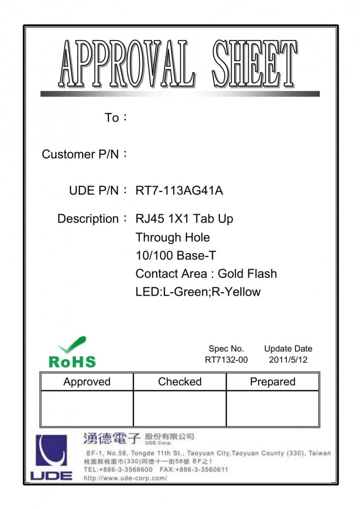RT7-113AG41A approval sheet page 1