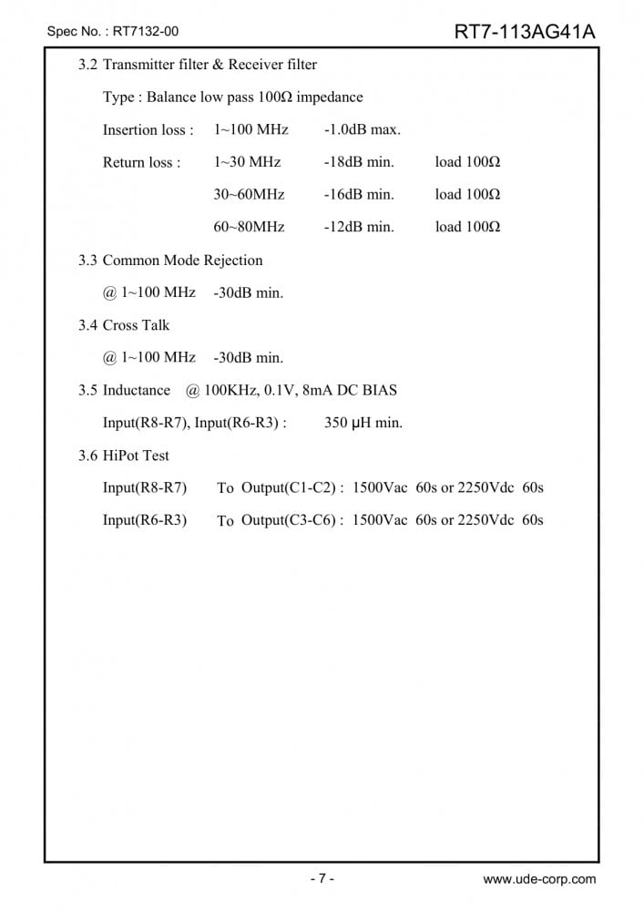 RT7-113AG41A ordering information page 8