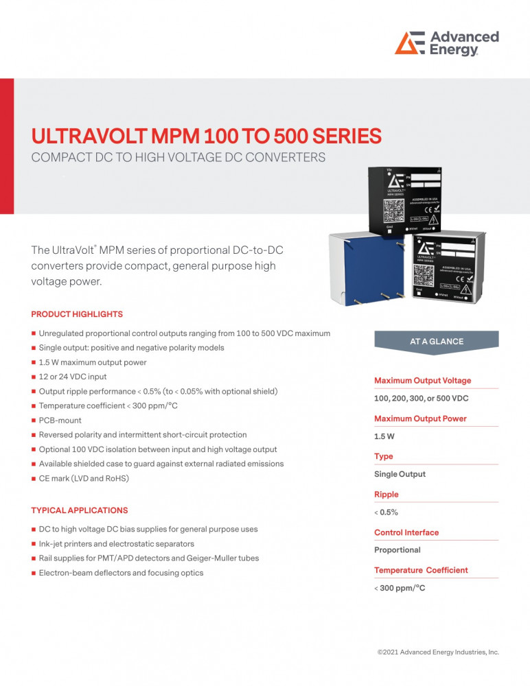 Advanced Energy UltraVolt MPM datasheet page 1