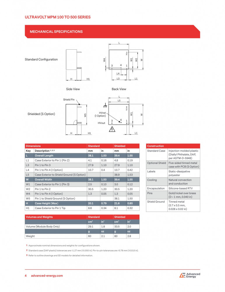 Advanced Energy UltraVolt MPM datasheet page 4