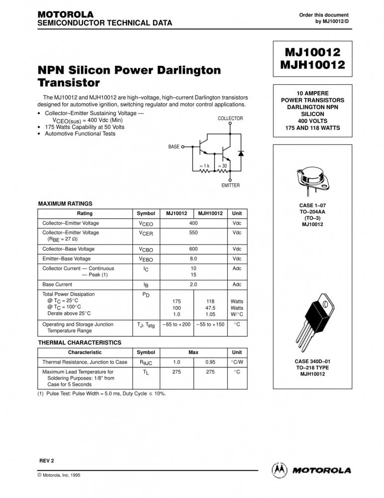 MJH10012 datasheet page 1