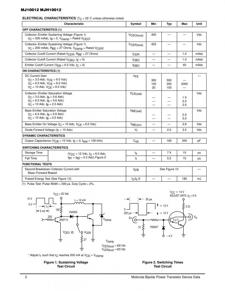 MJH10012 datasheet page 2