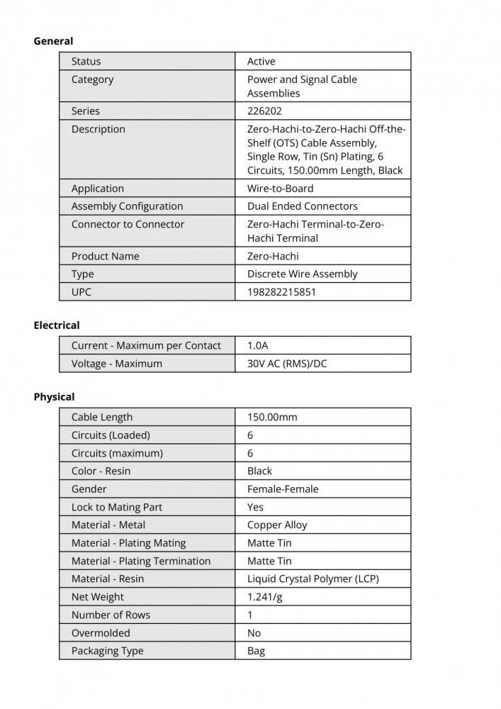 MOLEX 2262021062 product document, page 2