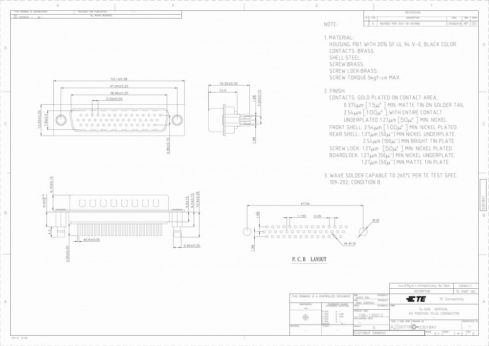 TE Connectivity 2301847-1 drawing page 1