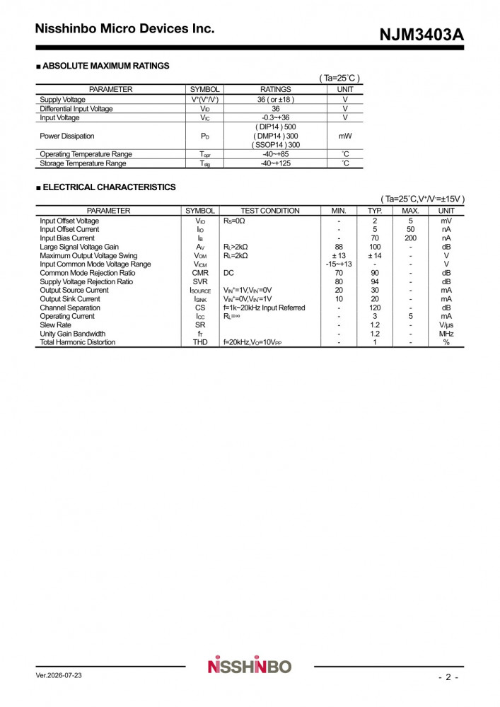 NJM3403A technical document, page 2