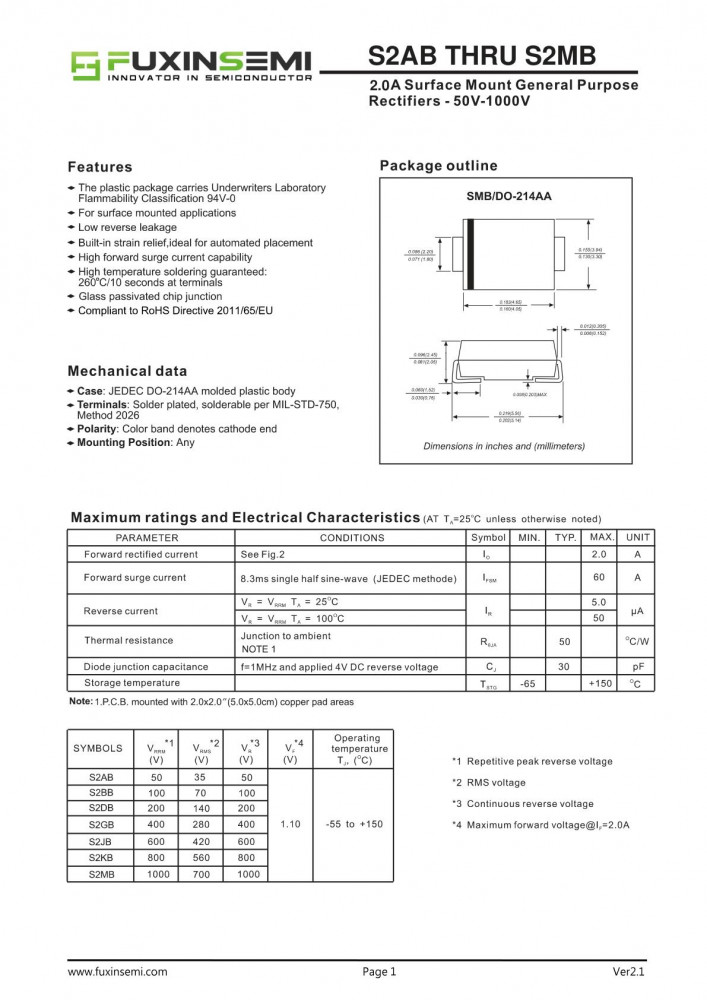S2MB datasheet page 1