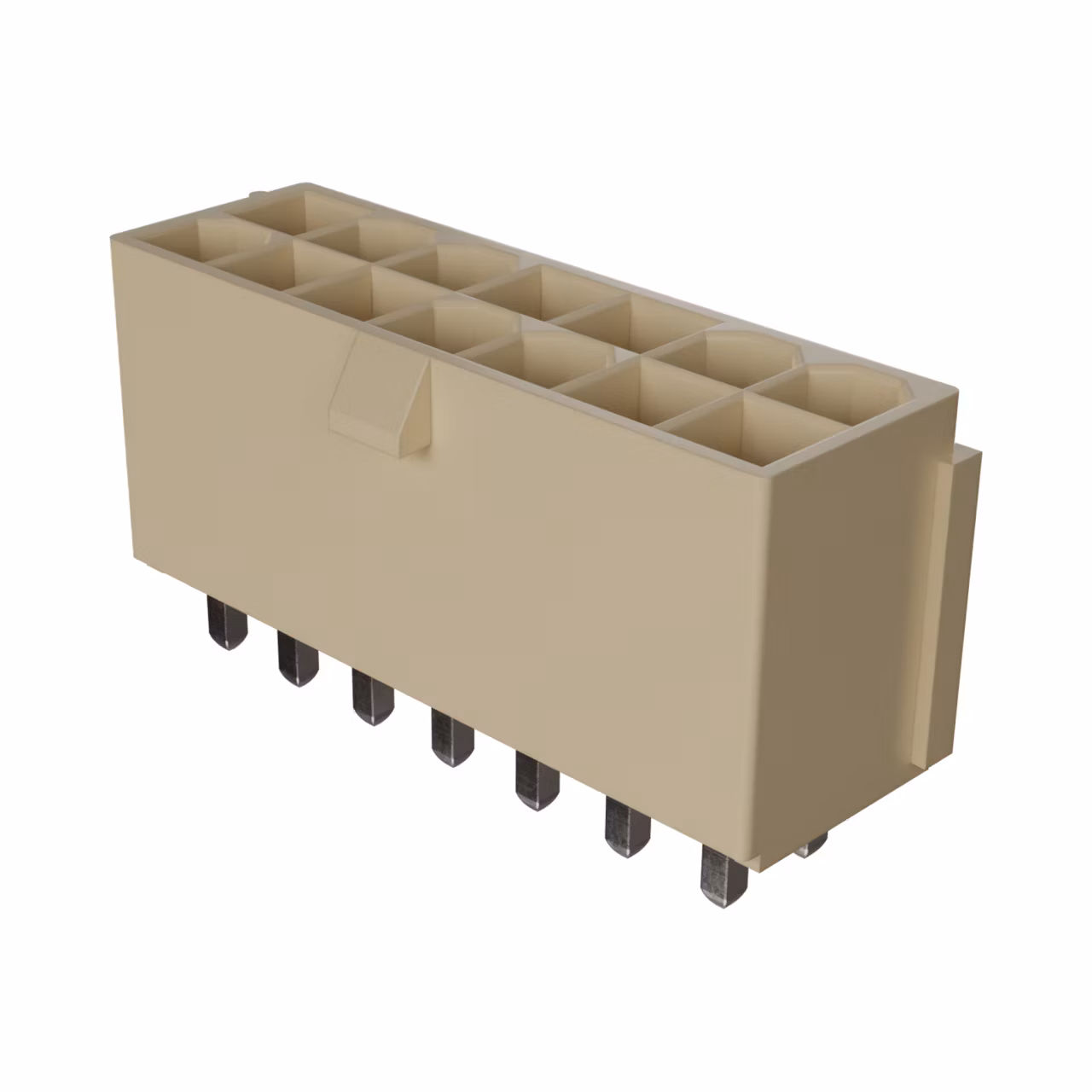 Mini-Fit Jr. Header, 4.20mm Pitch, Vertical, Dual Row, without Flange, 14 Circuits, Matte Tin (Sn) over Nickel (Ni) Plating, Tape and Reel, Beige for sale