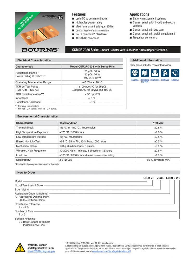 BOURNS CSM2F-7036 series datasheet page 1