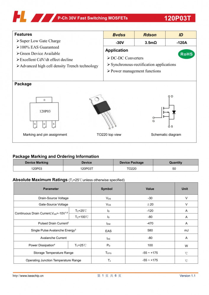 120P03T datasheet page 1