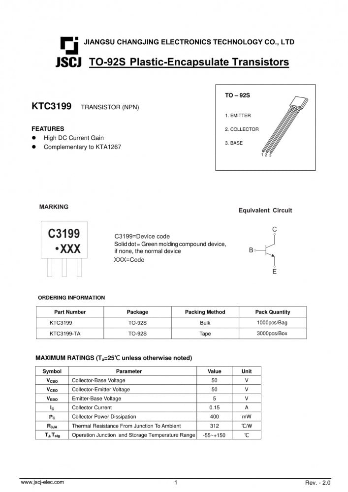KTC3199 datasheet page 1