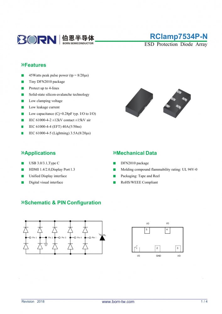 RClamp7534P-N datasheet page 1