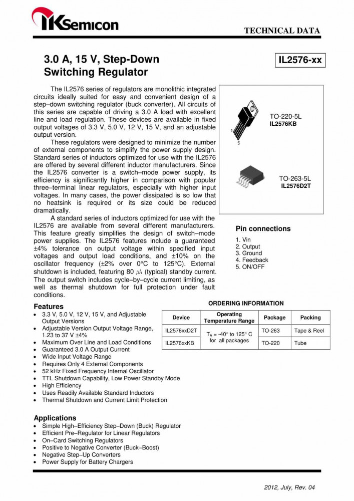 IL2576 datasheet page 1