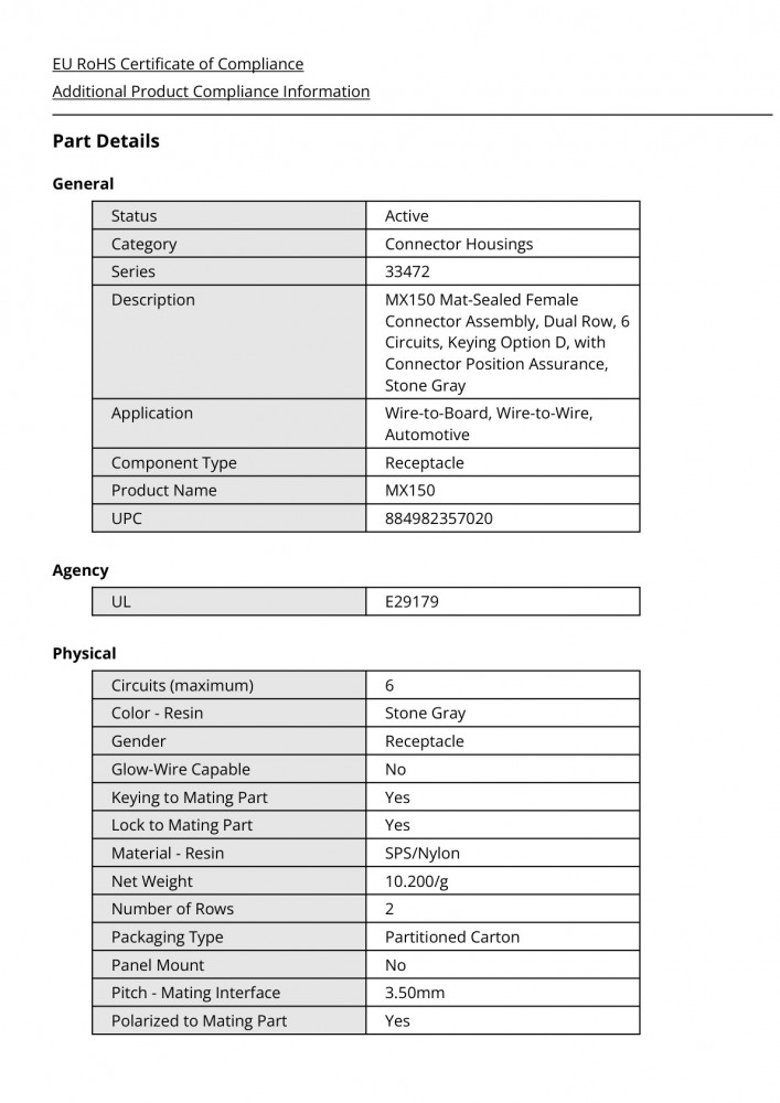 MOLEX 334720671 technical document page 2