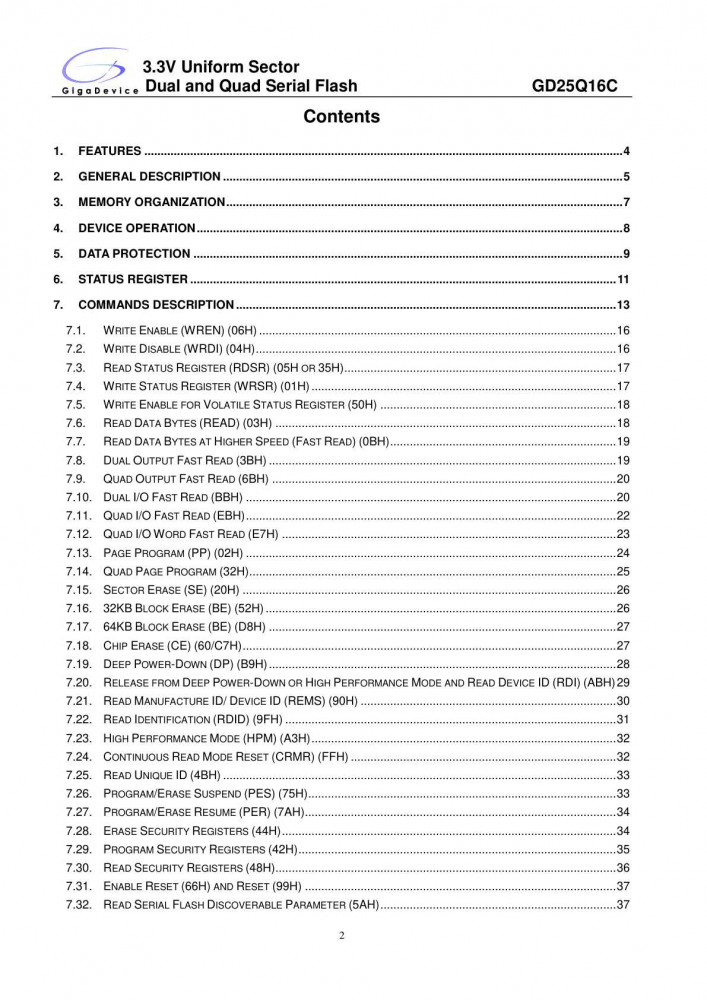 GD25Q16C datasheet page 2