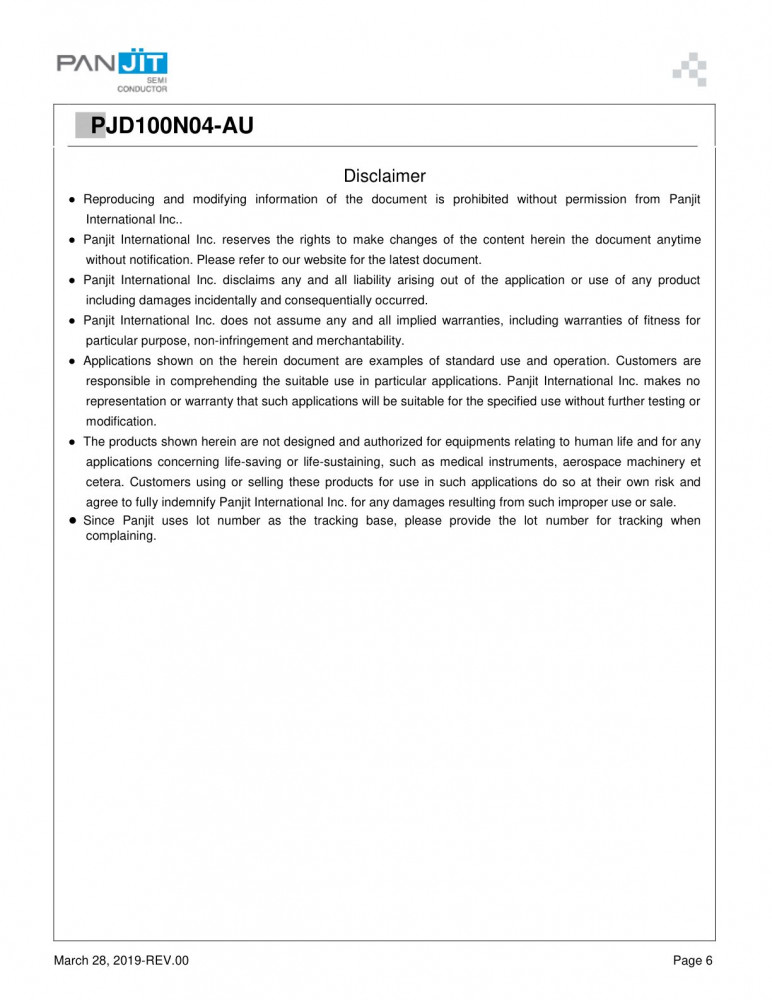 PANJIT PJD100N04-AU datasheet page 6