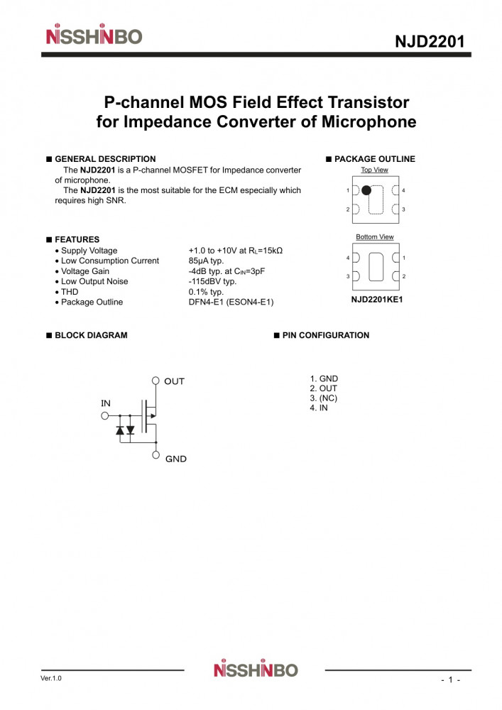 NJD2201 technical document page 1