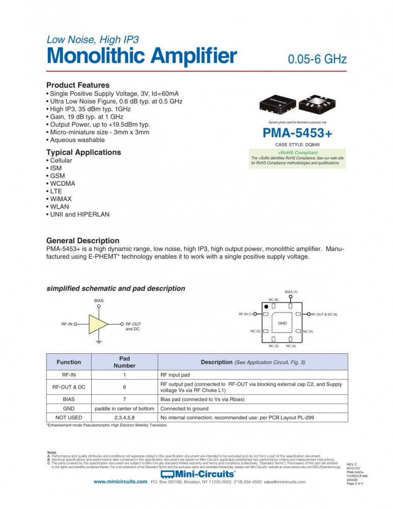 PMA-5453+ datasheet page 2