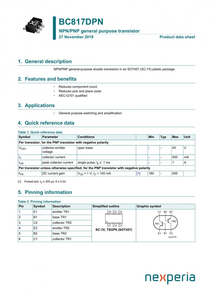 BC817DPN datasheet page 1
