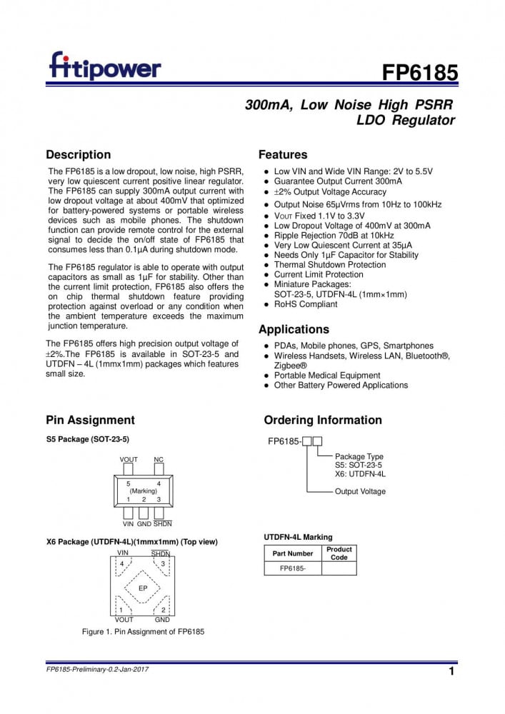 FP6185 datasheet page 1