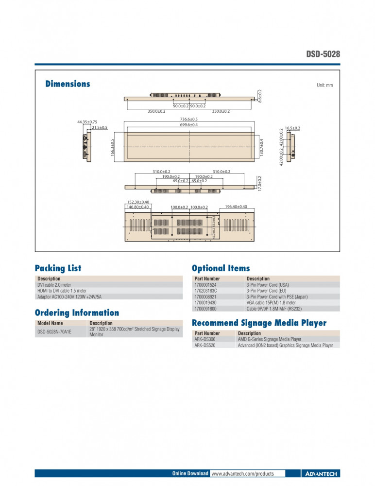 DSD-5028N-70A1E technical document page 2
